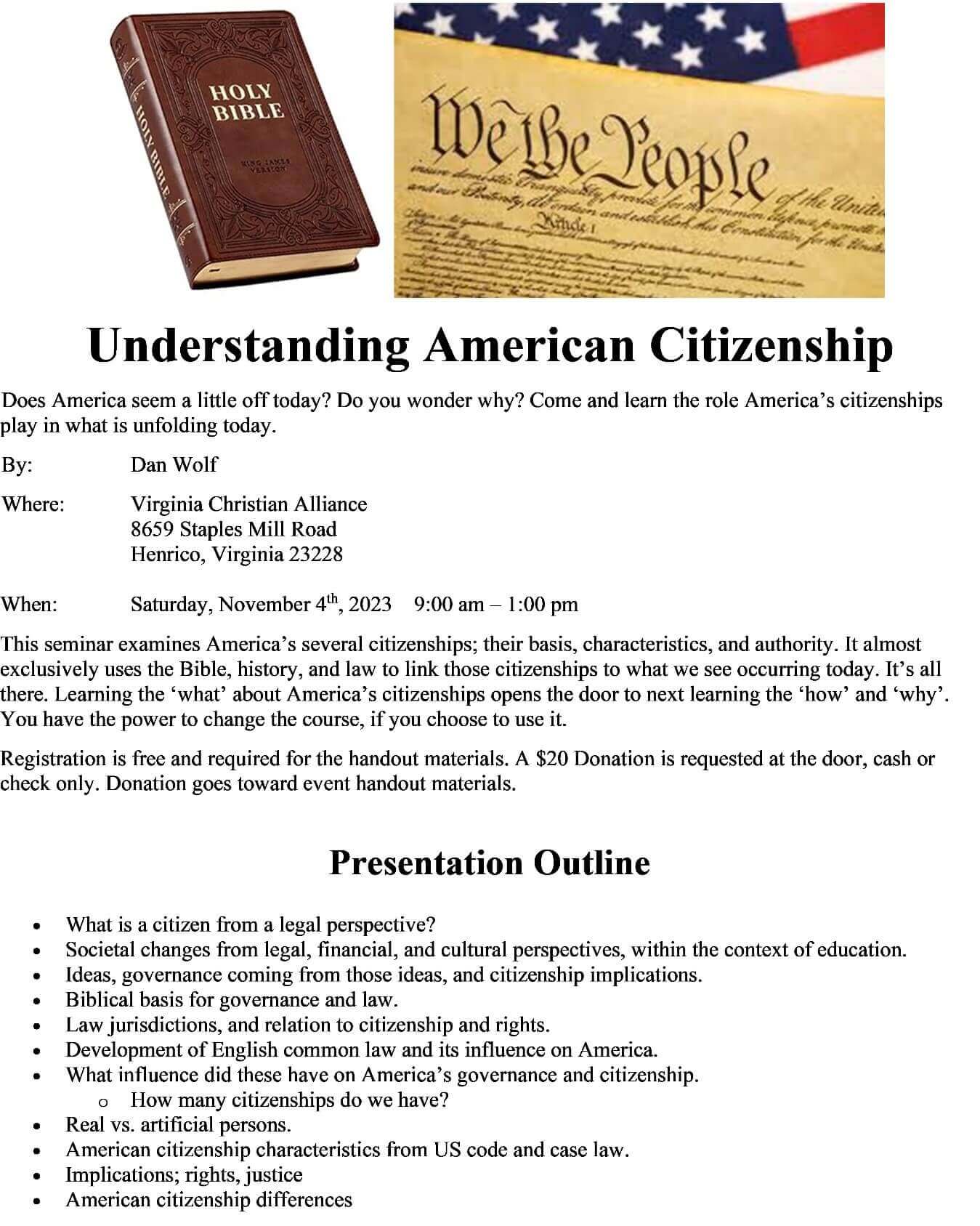 Upcoming Event Henrico | Saturday, November 4th Understanding American ...
